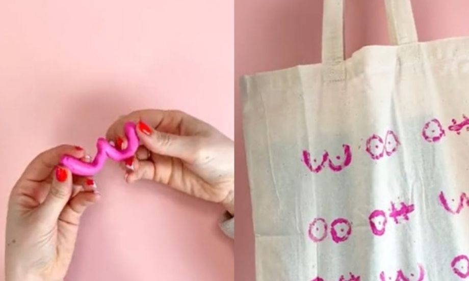 Make your own tote bag with DIY stamps made from Blu Tack®