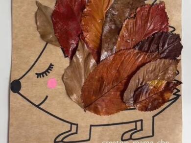 Autumnal Animal Leaf Craft | Hedgehog Printable Template